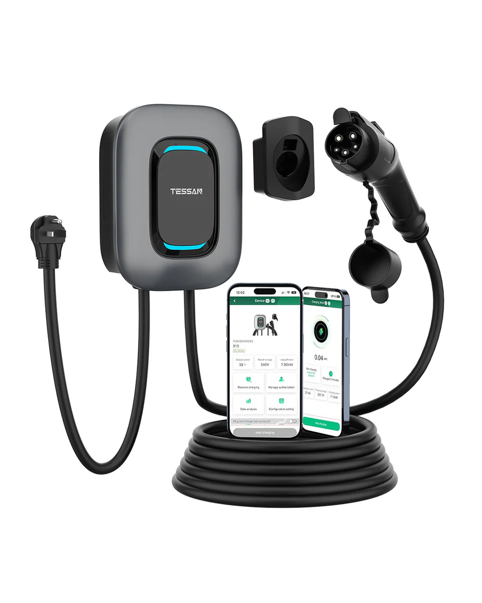 TESSAN 48A 240V Borne de Recharge Niveau 2 – Wi-Fi & Bluetooth, 25ft ...