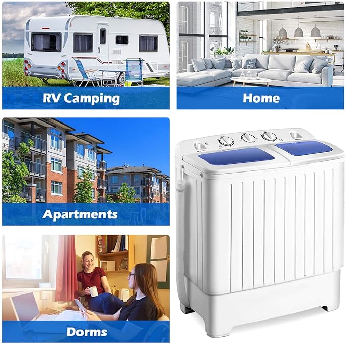 Costway EP21684 Mini Portable Compact Washing Machine - Twin Tub 8kg w ...