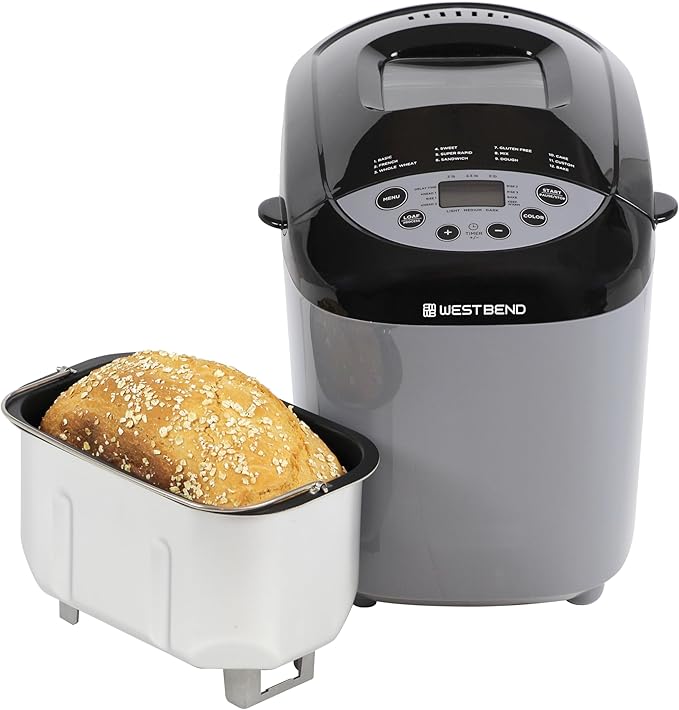 West Bend Hi-Rise Bread Maker – 3 lb (1.36 kg), 12 Programs, Crust Set ...